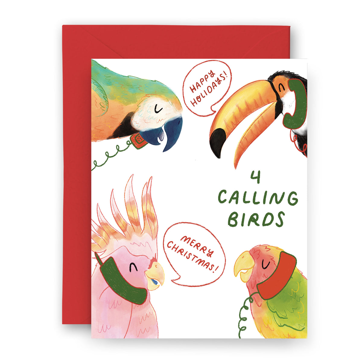 Four Calling Birds Christmas Card – Finch and Flourish