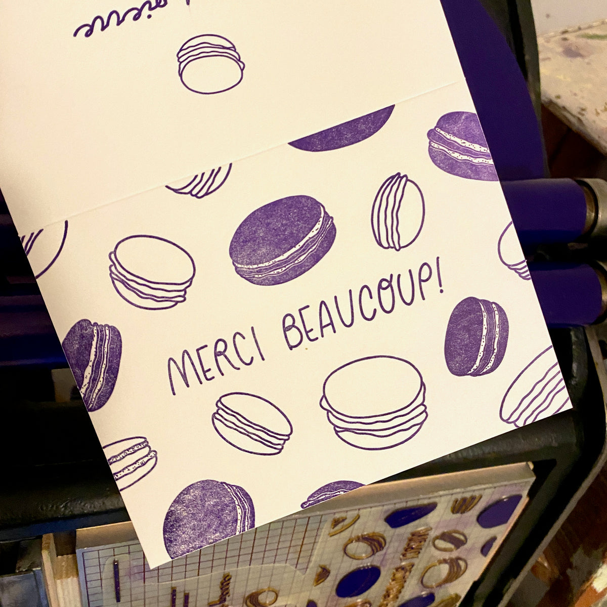 Merci Macarons Thank You Letterpress Card – Finch and Flourish